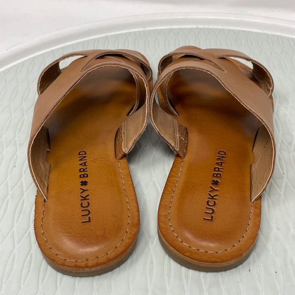 Lucky Brand | Shoes | Lucky Brand Leelan Leather Flat Sandals Open Toe ...